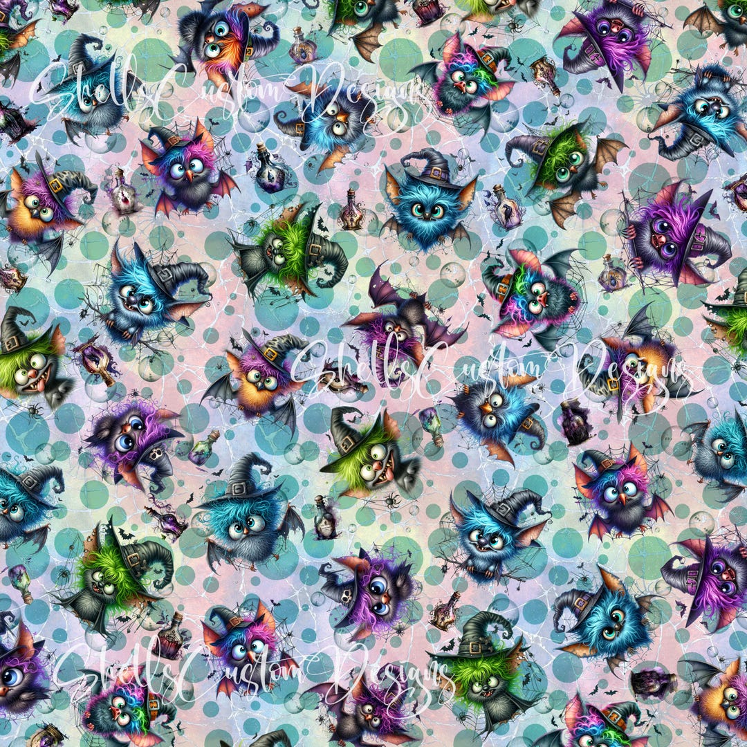 12 X 12 Printed Pattern Vinyl Bats Halloween Spooky Gothic Blue Purple ...