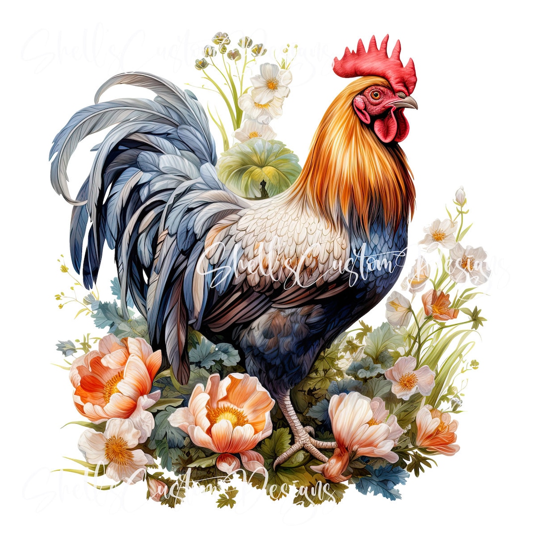 Printed Decal Chicken Chickens Floral Flowers - Etsy