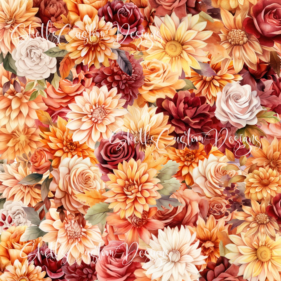 12 X 12 Printed Pattern Vinyl Fall Autumn Flowers - Etsy