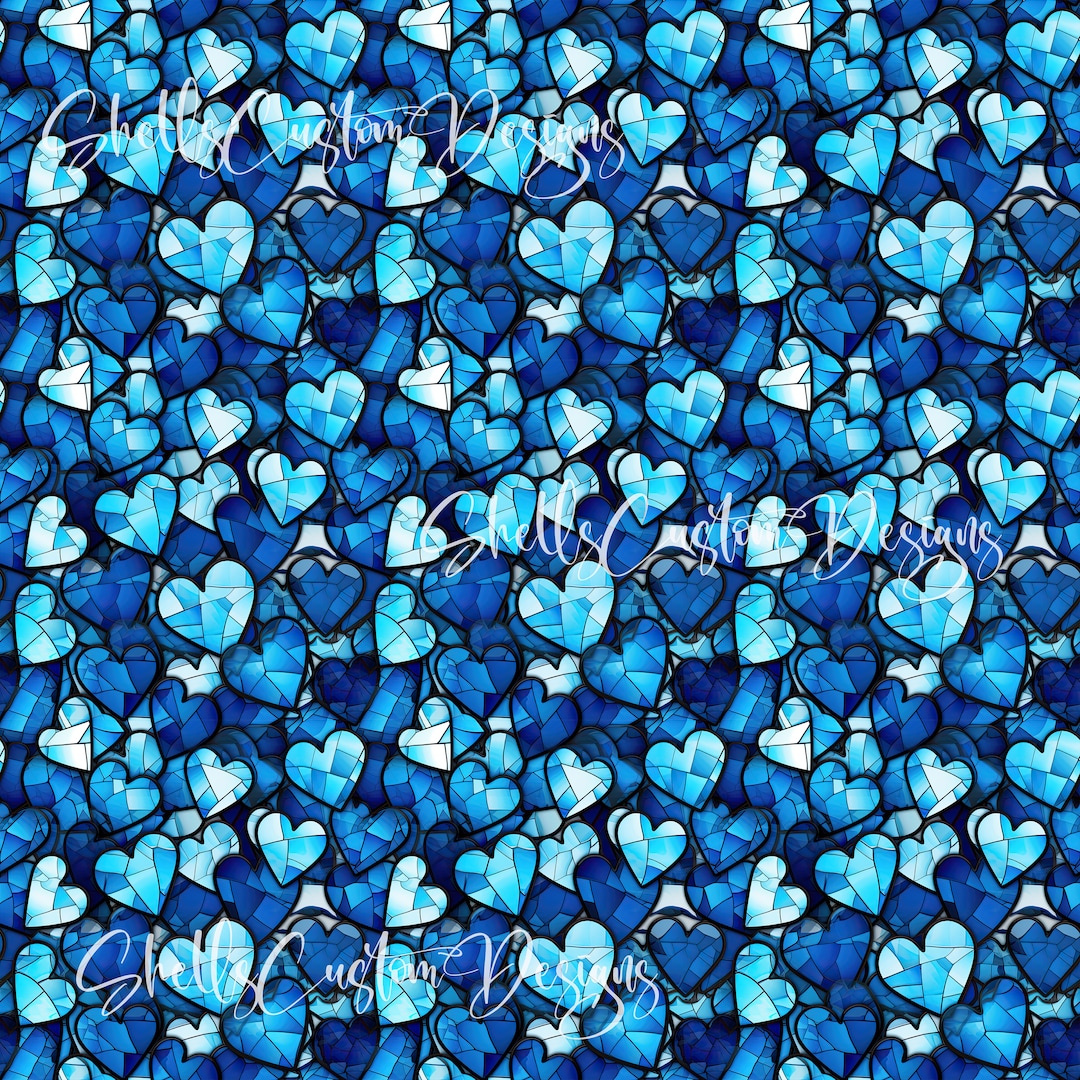 12x12 Printed Vinyl Hearts Blue Pattern Valentines - Etsy