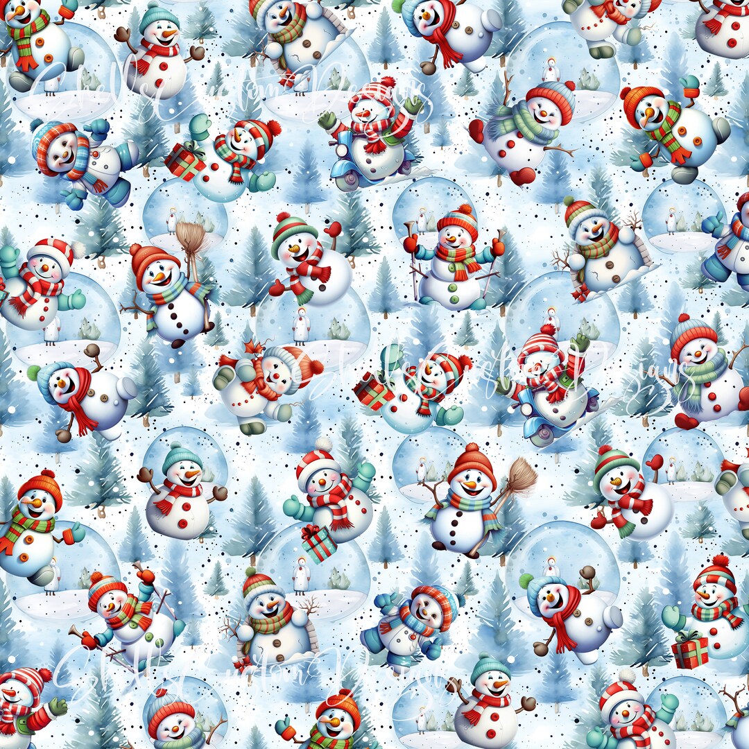 12x12 Printed Vinyl Christmas Snowman Winter Snow Globes - Etsy