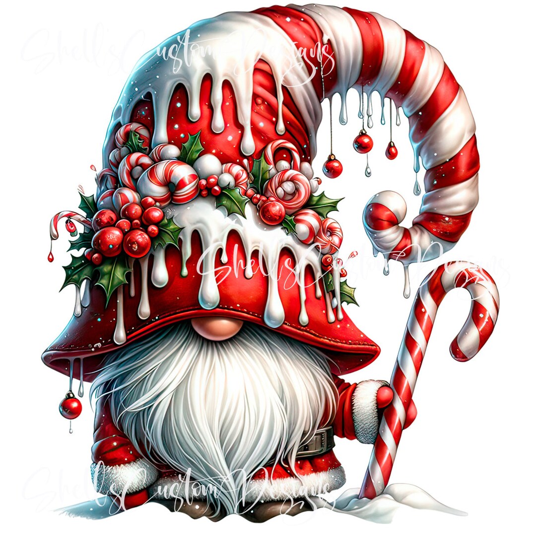 Christmas Gnomes Snow Candy Cane Holly Wreath Printed Decal - Etsy