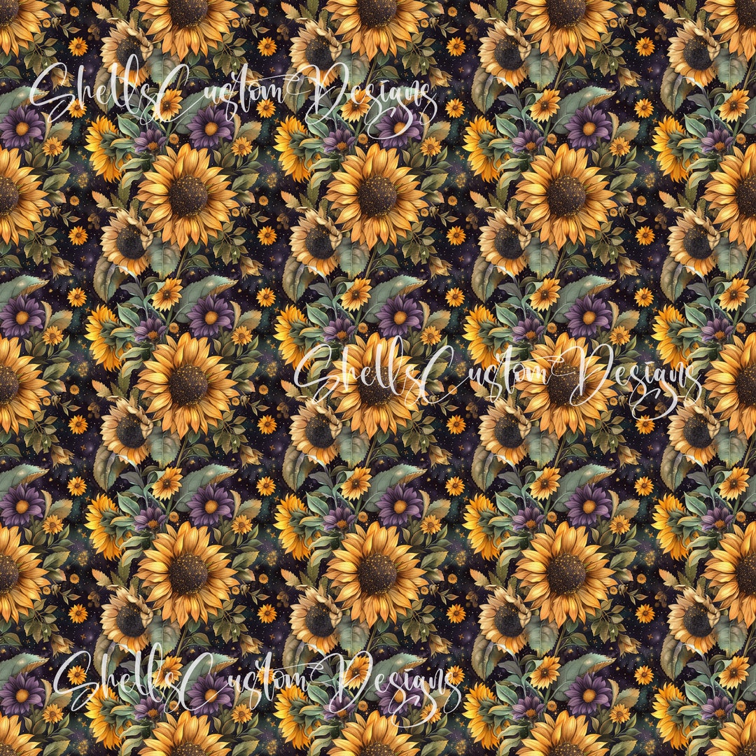 12 X 12 Printed Pattern Vinyl Fall Autumn Sunflowers Floral Purple ...