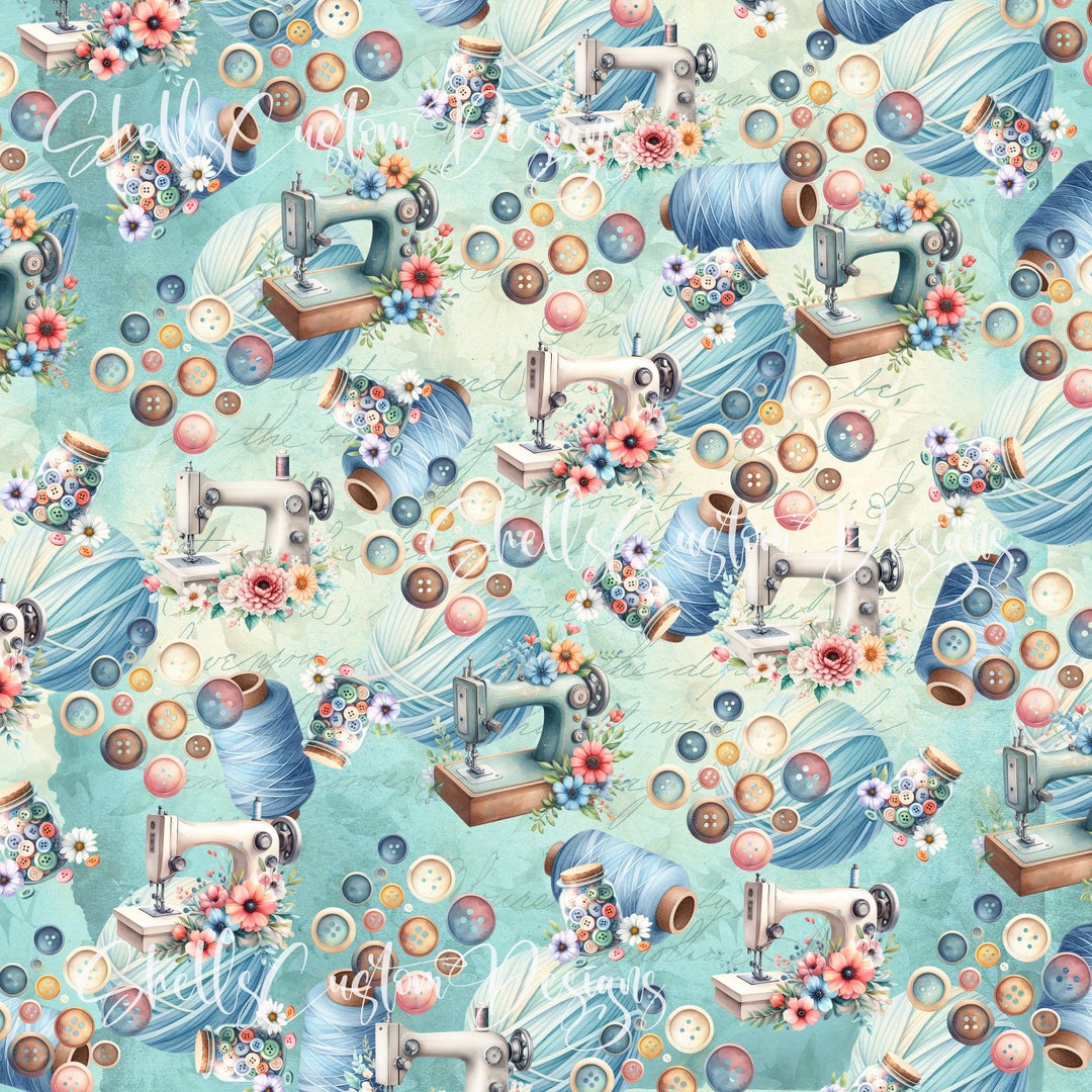 12 X 12 Printed Pattern Vinyl Sewing Bobbins Buttons Machine - Etsy