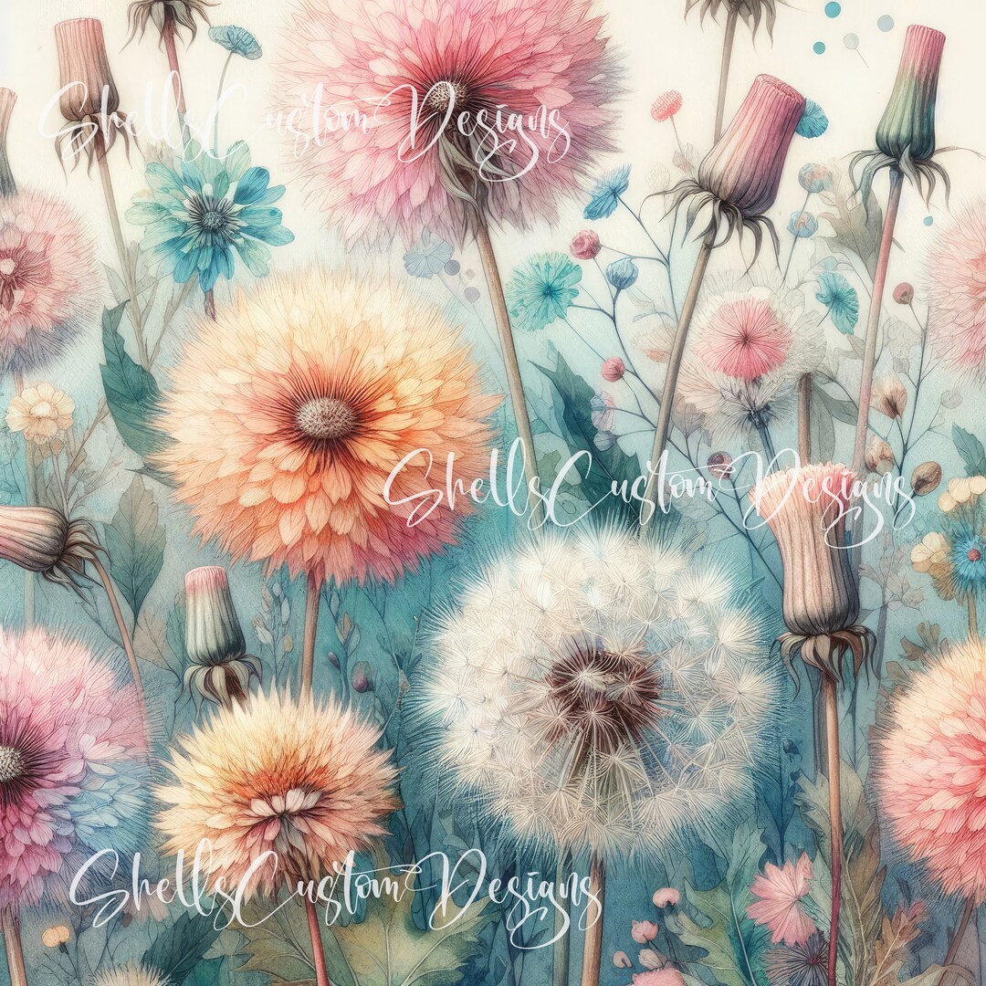 12x12 Printed Vinyl Dandelion Spring Yellow Blue Orange Seeds Whimsical - Etsy