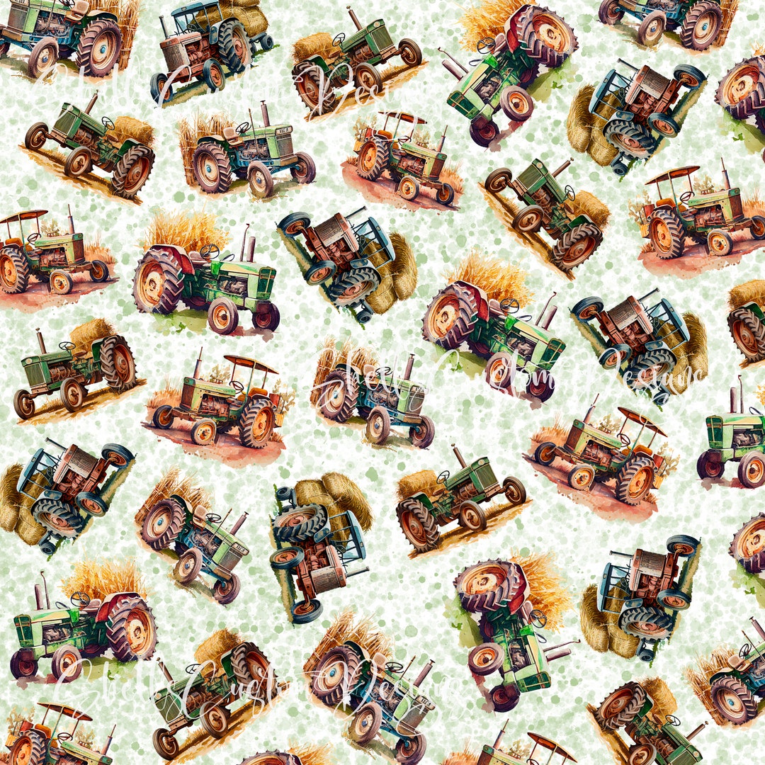 12 X 12 Printed Pattern Vinyl Farm Tractors Vintage - Etsy