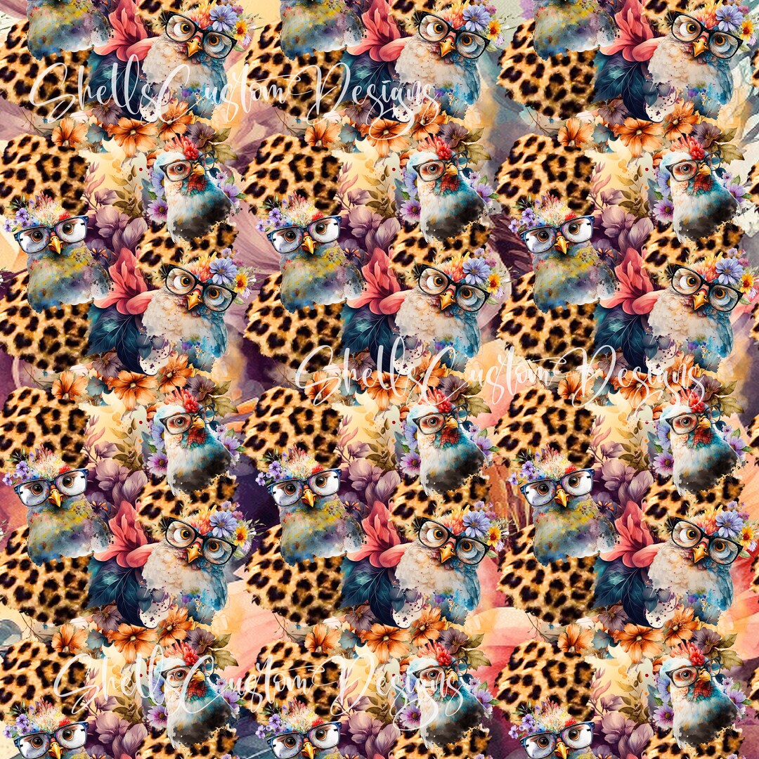 12x12 Printed Vinyl Cheetah Chicken Hen Rooster - Etsy