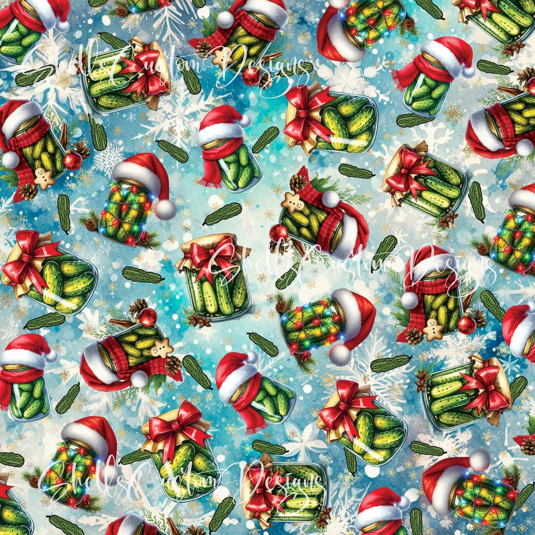 12x12 Printed Vinyl Christmas Pickle Santa Holiday Green - Etsy