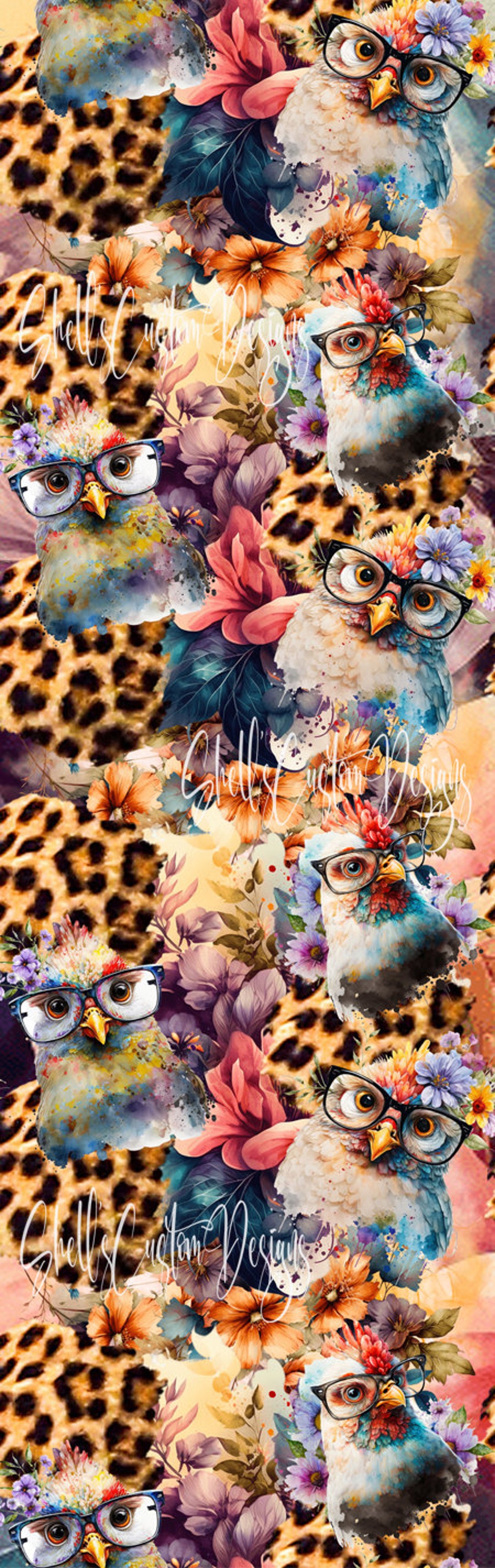 Cheetah Chicken Glasses Floral Makerflo Vinyl Pen Wrap - Etsy