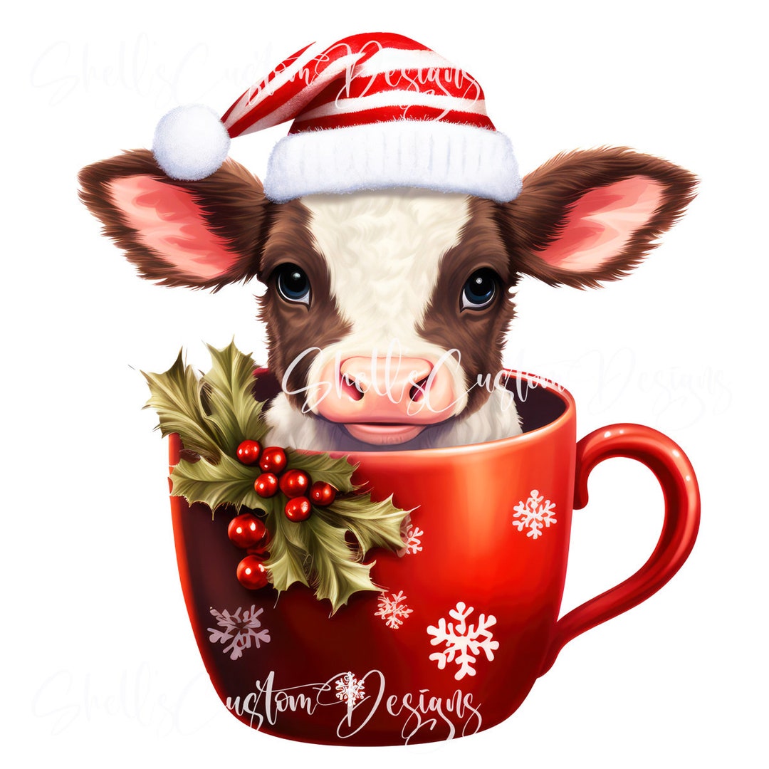 Printed Decal Vinyl Cute Cow Hot Cocoa Christmas - Etsy