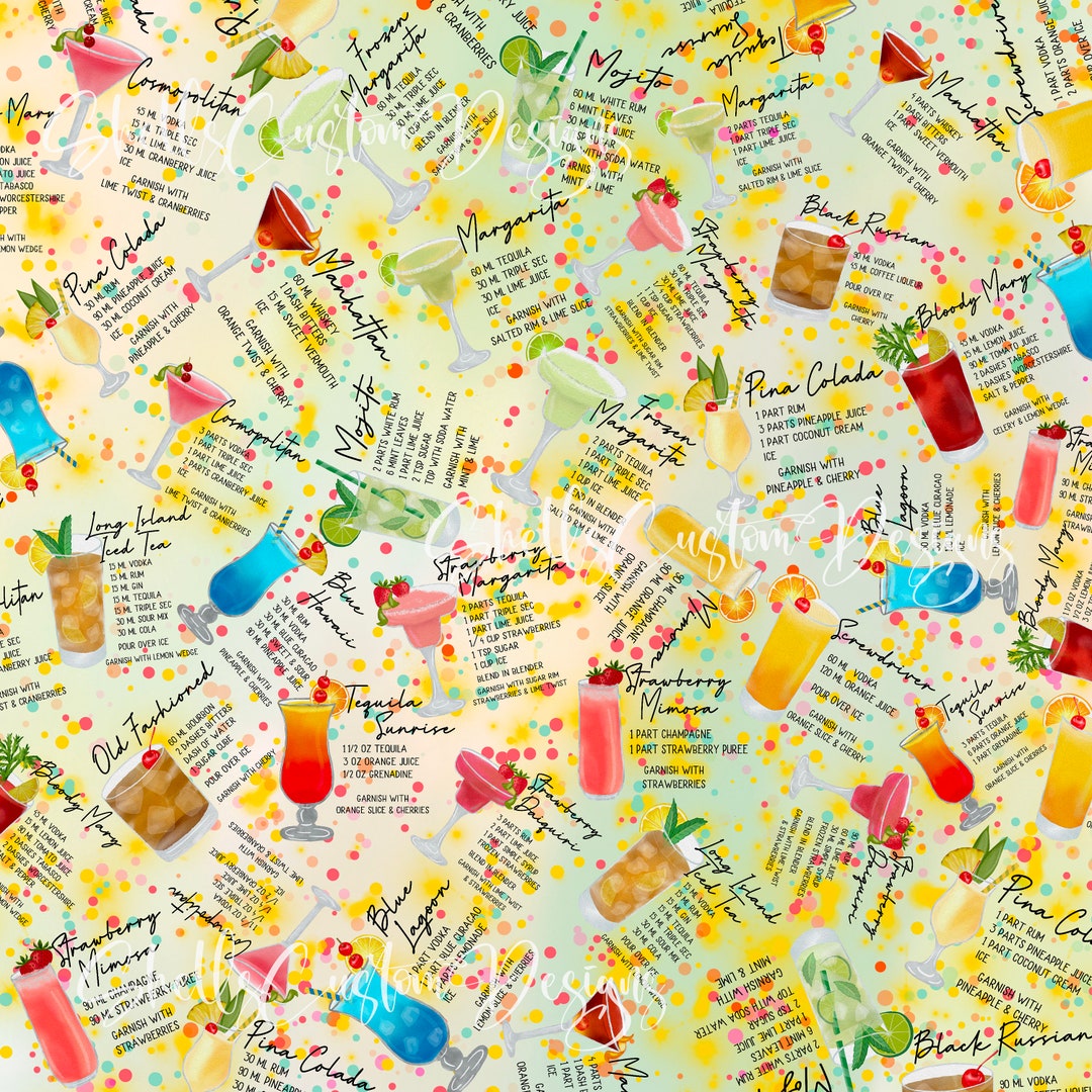 12x12 Printed Vinyl Drinks Beverages Cocktails - Etsy