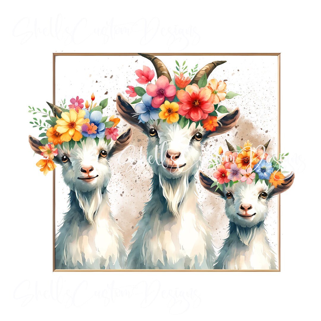 Printed Clear Decal Goat Goats Floral Flowers - Etsy