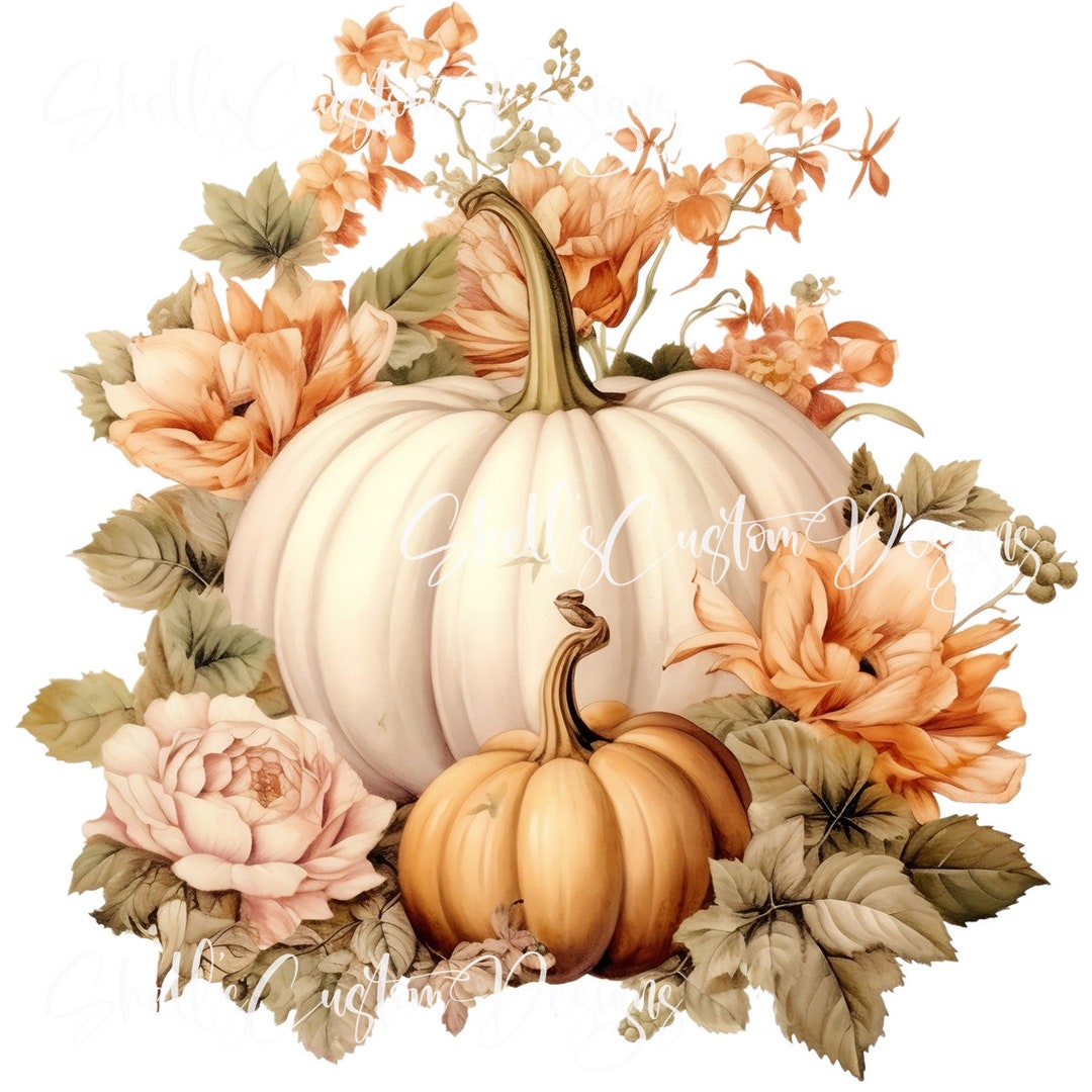 Printed Decal Vinyl Boho Fall Floral Pumpkins - Etsy