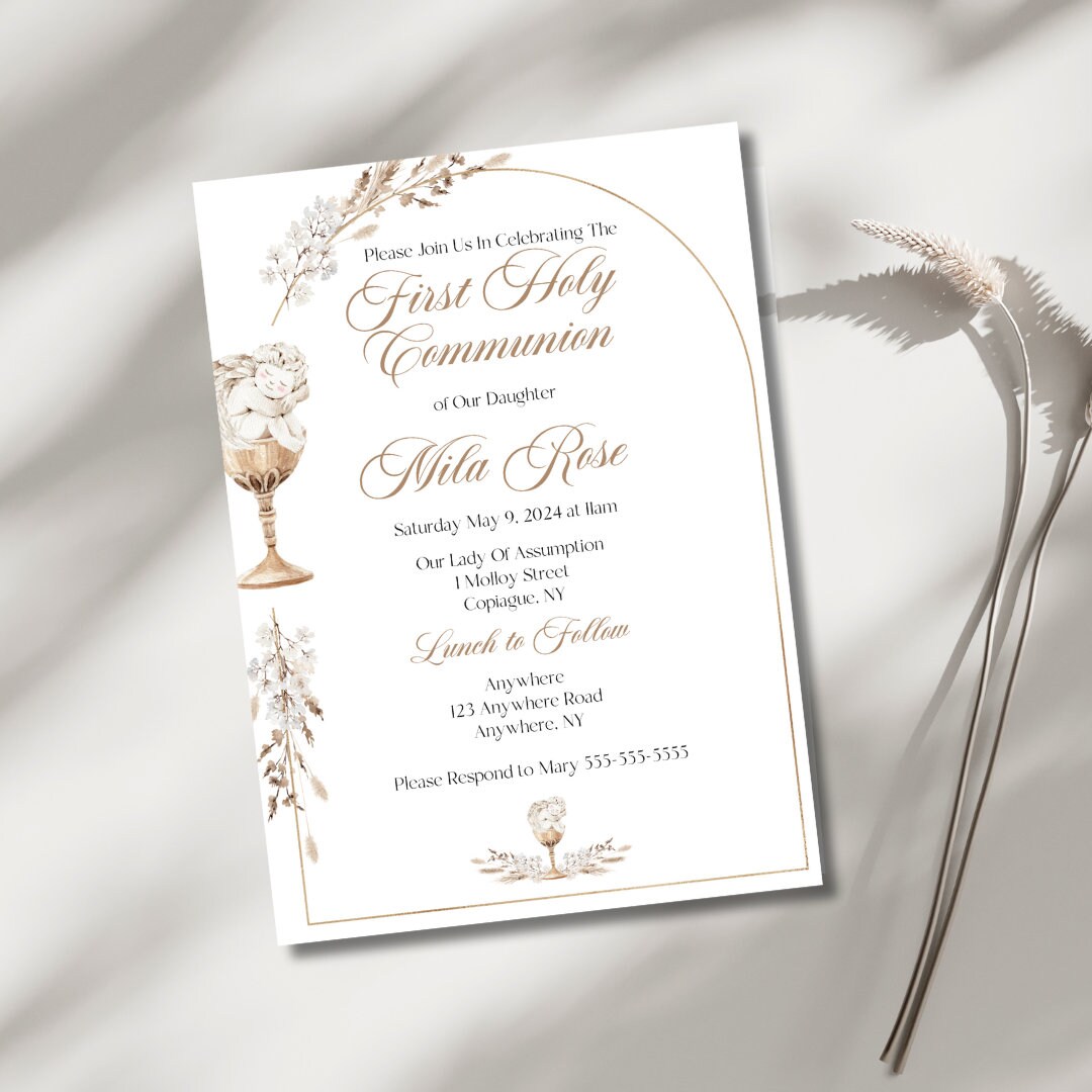 Editable First Communion Invite: Personalized Invitation Baptism ...