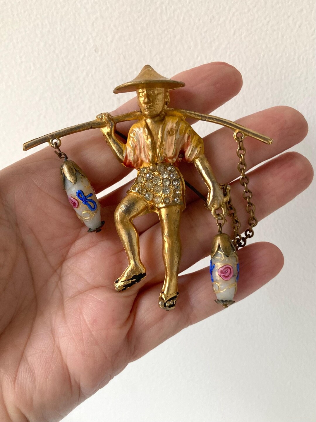 Vintage 40s Rice Weiner Chinese Water Carrier Brooch; Rare, Book Piece ...