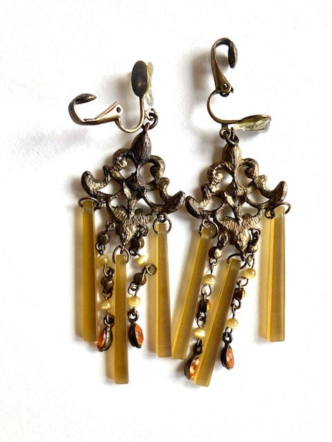 Elegant Long Sparkling Rare Vintage Chandelery Clip-on - Etsy