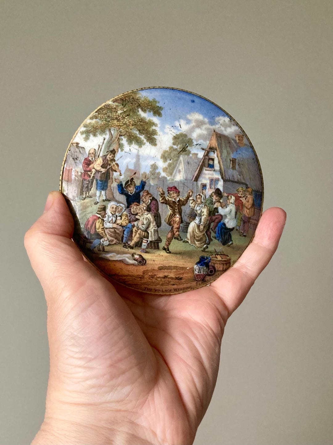 Antique Victorian Pratt Ware ( Prattware ) Pot "village Wedding" From ...