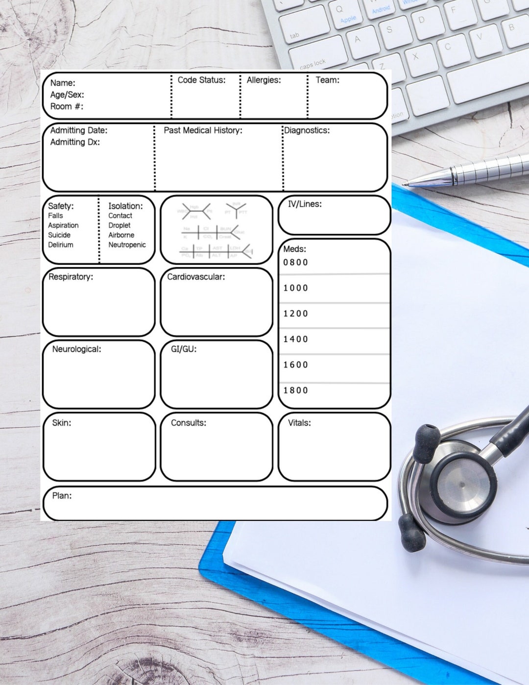 Nursing Report Sheet, PDF Instant Download, Nurse, Student Nurse, Nurse ...