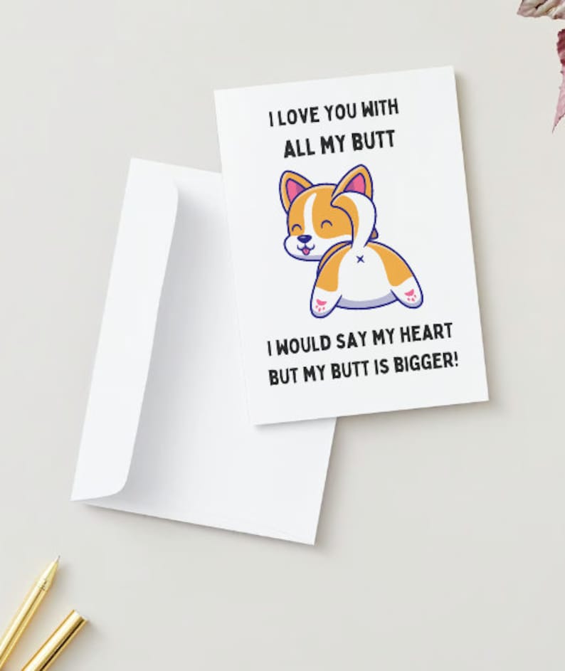 PRINTABLE Love You With All My Butt Card, Digital Love Card - Etsy