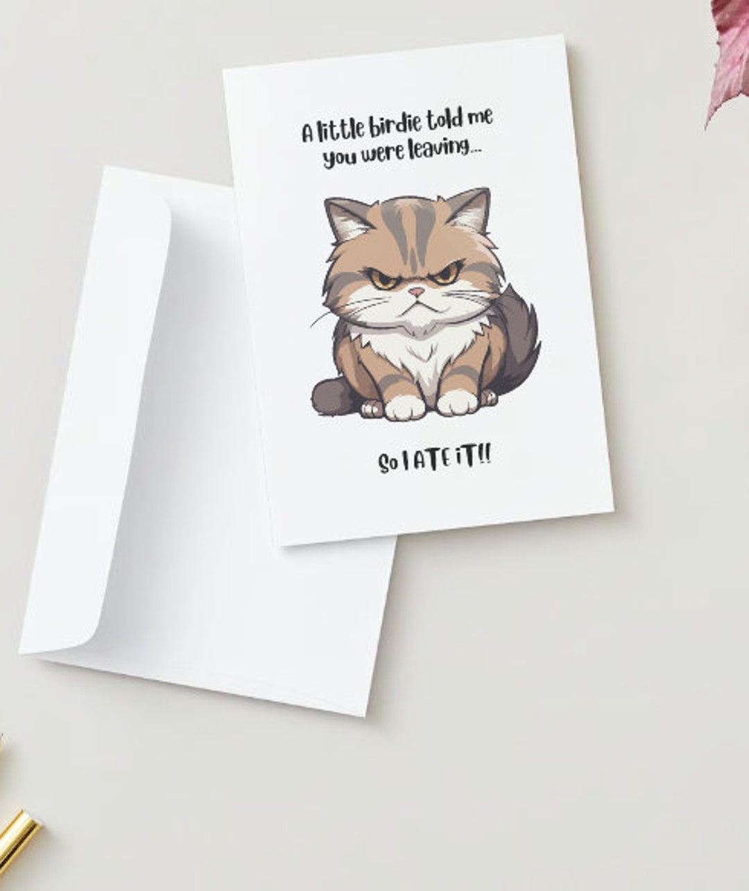 PRINTABLE FAREWELL Cat Card, Digital Farewell Card, Funny Goodbye Card ...