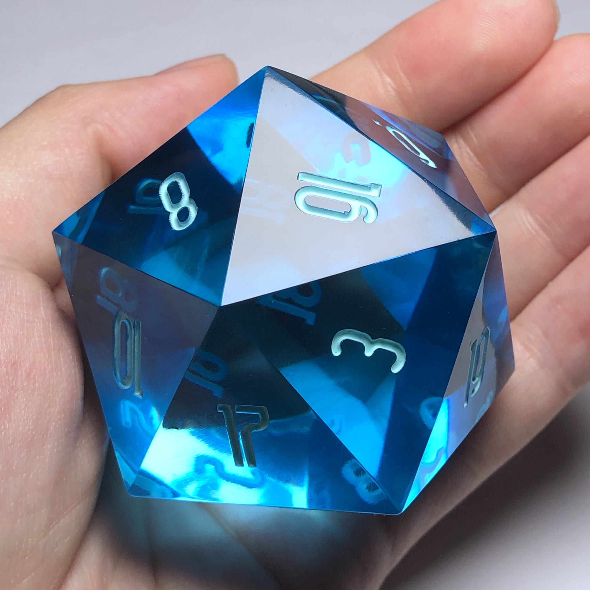 Aqua Sky - 50mm Resin D20 Dice, Large Handmade Dice, D&D D20, Jumbo DND ...