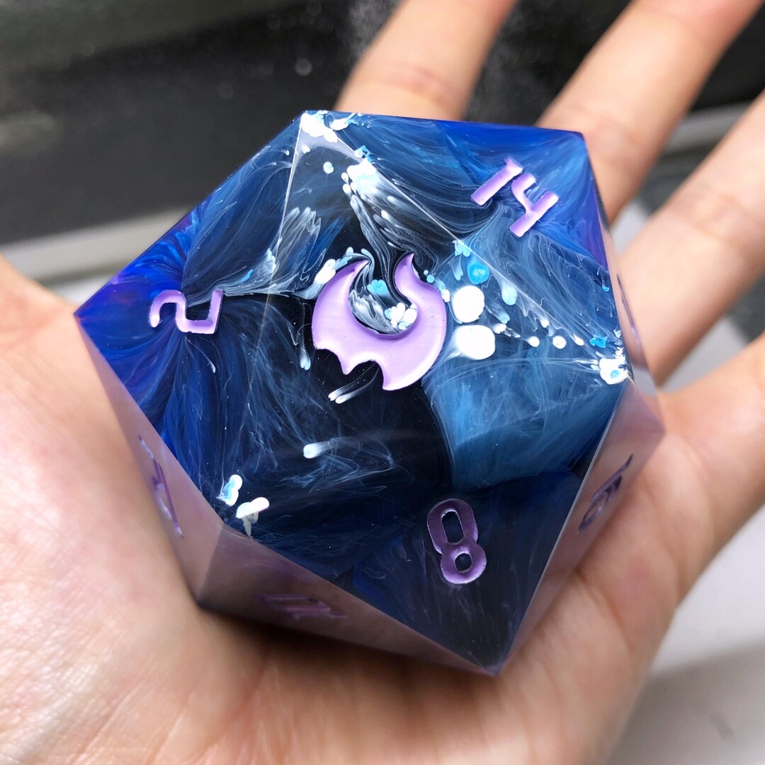 Large Celestial D20 Dice - Handcrafted Nebula's Embrace Resin Die 50mm ...