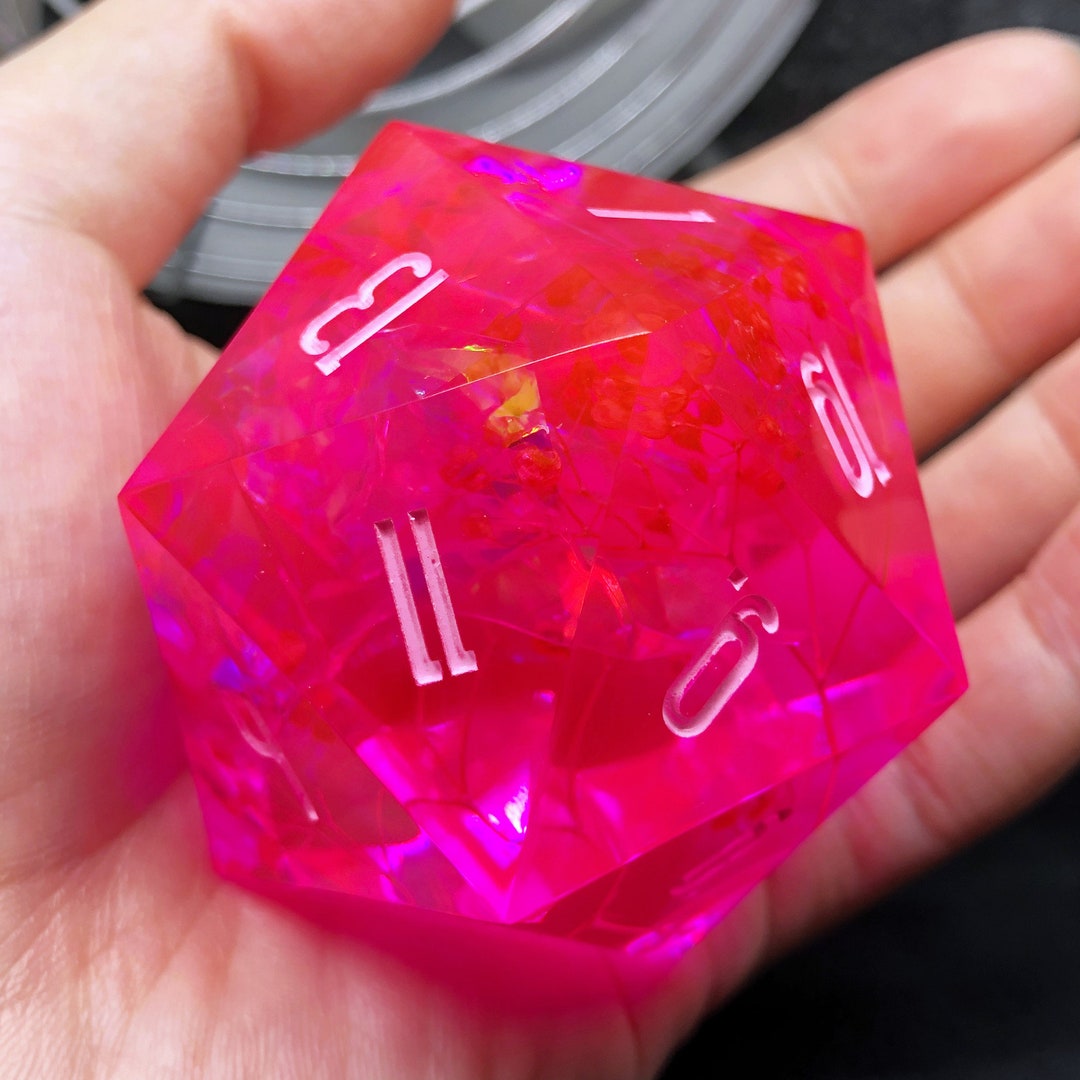 Quantum Rose - 50mm Resin D20 Dice, Large Handmade Dice, D&D D20, Jumbo ...