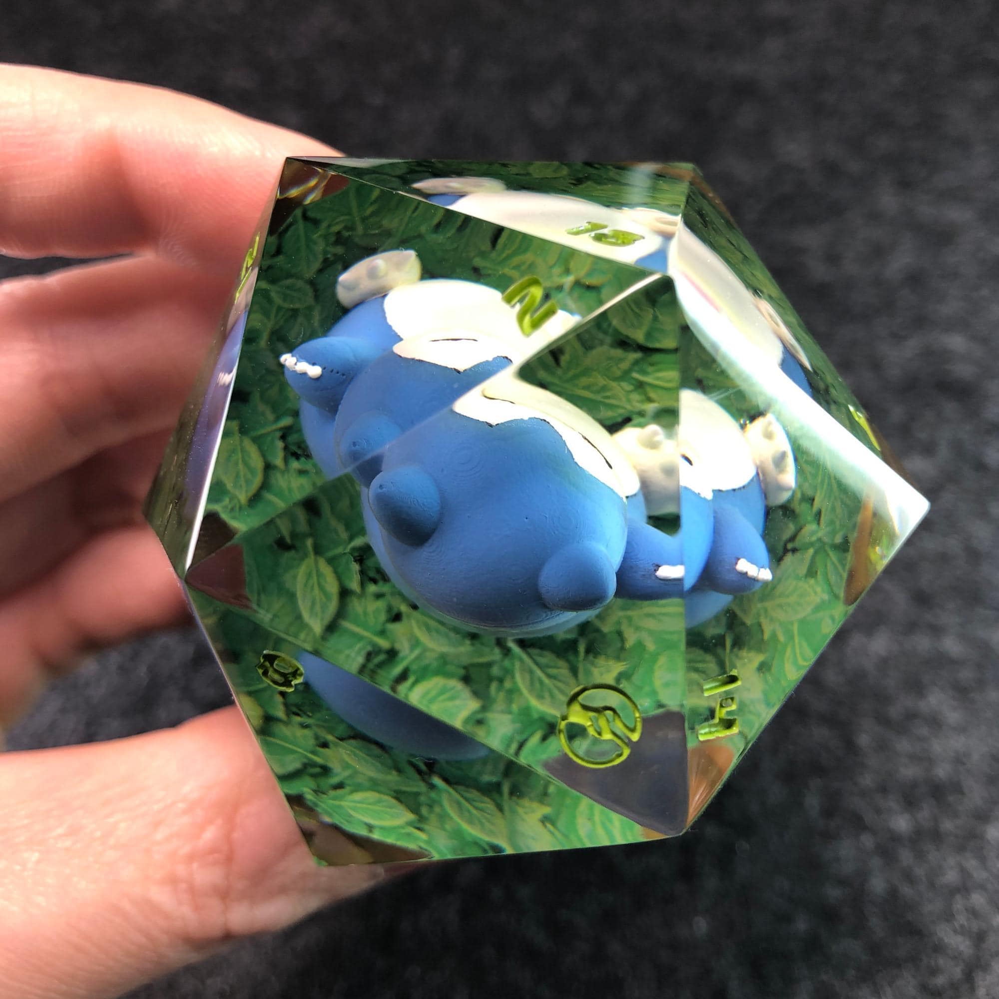 50mm Resin Pokemon Dice With Snorlax Miniature, Handmade D20 Resin Dice ...