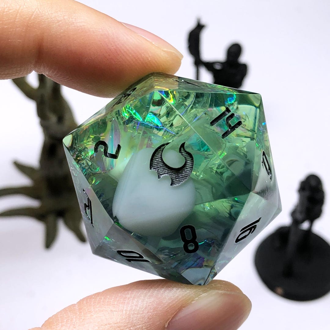 Lunar Echo Lake Green Dice 30mm Resin D20 Dice, Large Handmade Dice, D ...