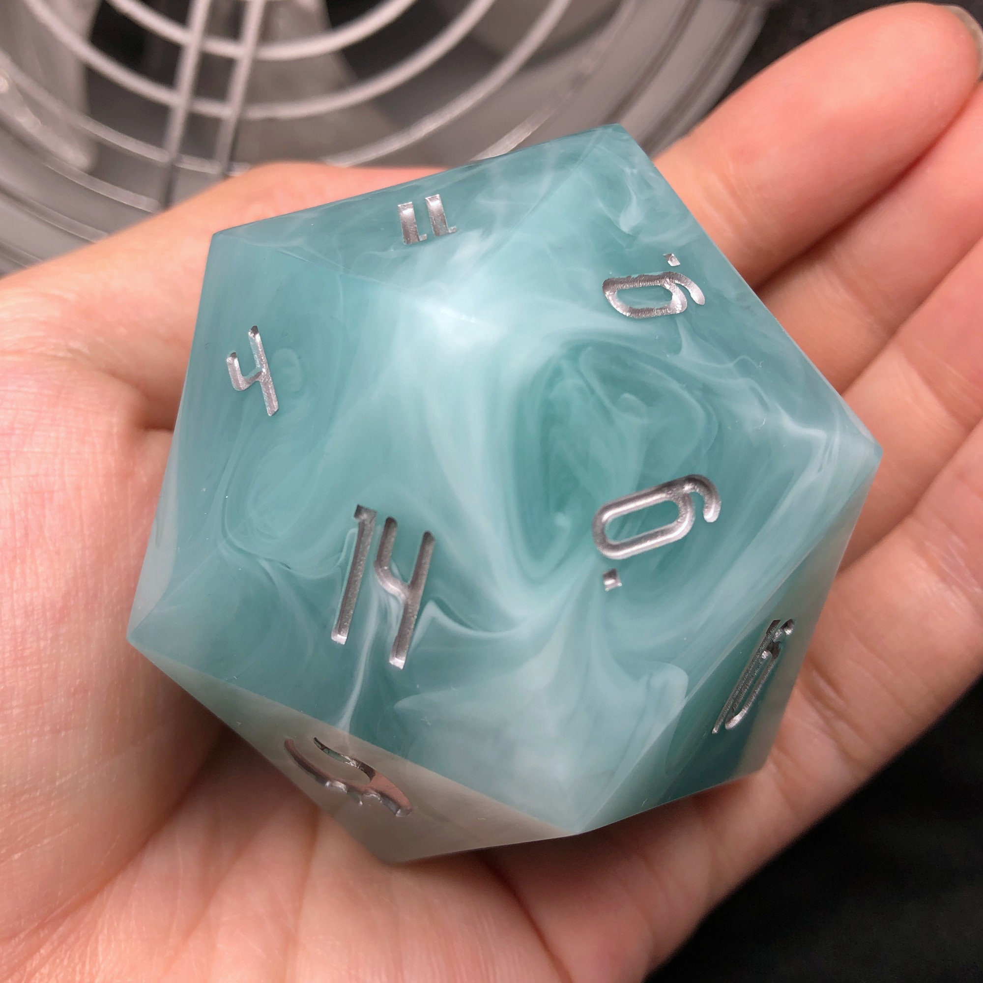 Shallow Lake 50mm Resin D20 Dice, Large Handmade Dice, D&D D20, Jumbo ...