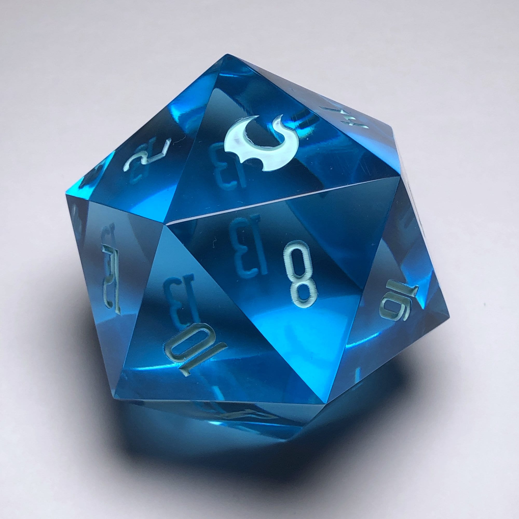 Aqua Sky - 50mm Resin D20 Dice, Large Handmade Dice, D&D D20, Jumbo DND ...
