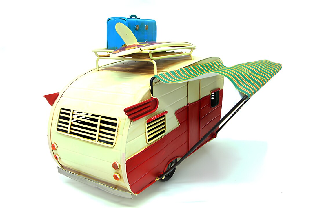 Vintage Metal Camper Van | Nostalgic Tinplate Caravan With Awning ...