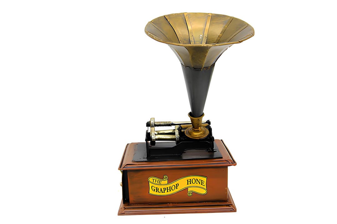 Vintage Decorative Gramophone Box - Handmade Metal Antique Style ...