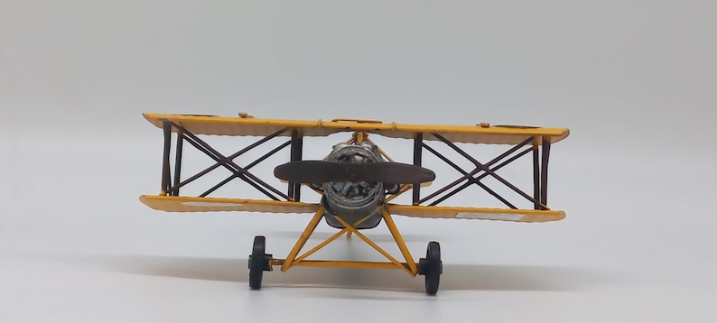 Handmade Metal Biplane Model, Vintage Style, Yellow Green, Rustic Decor ...