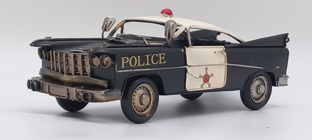 Handmade Vintage Metal Police Car Replica: Collectible Car Decor - Etsy