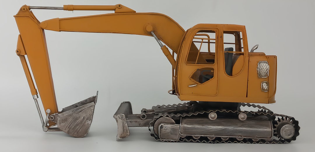 Handmade Metal Excavator Model: Vintage Rustic Desk Decor (14" Length ...