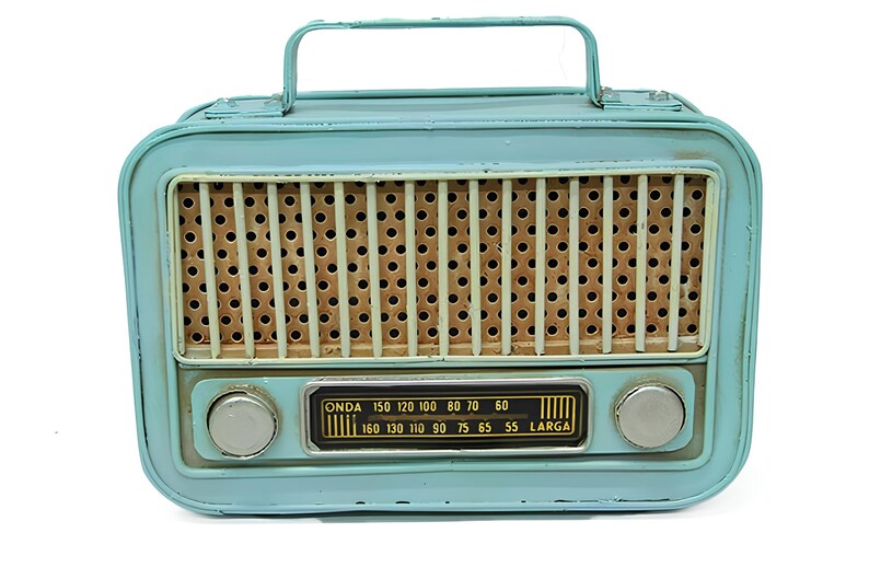 Vintage Metal Radio Piggy Bank, Teal Decor, Handcrafted, Nostalgic ...