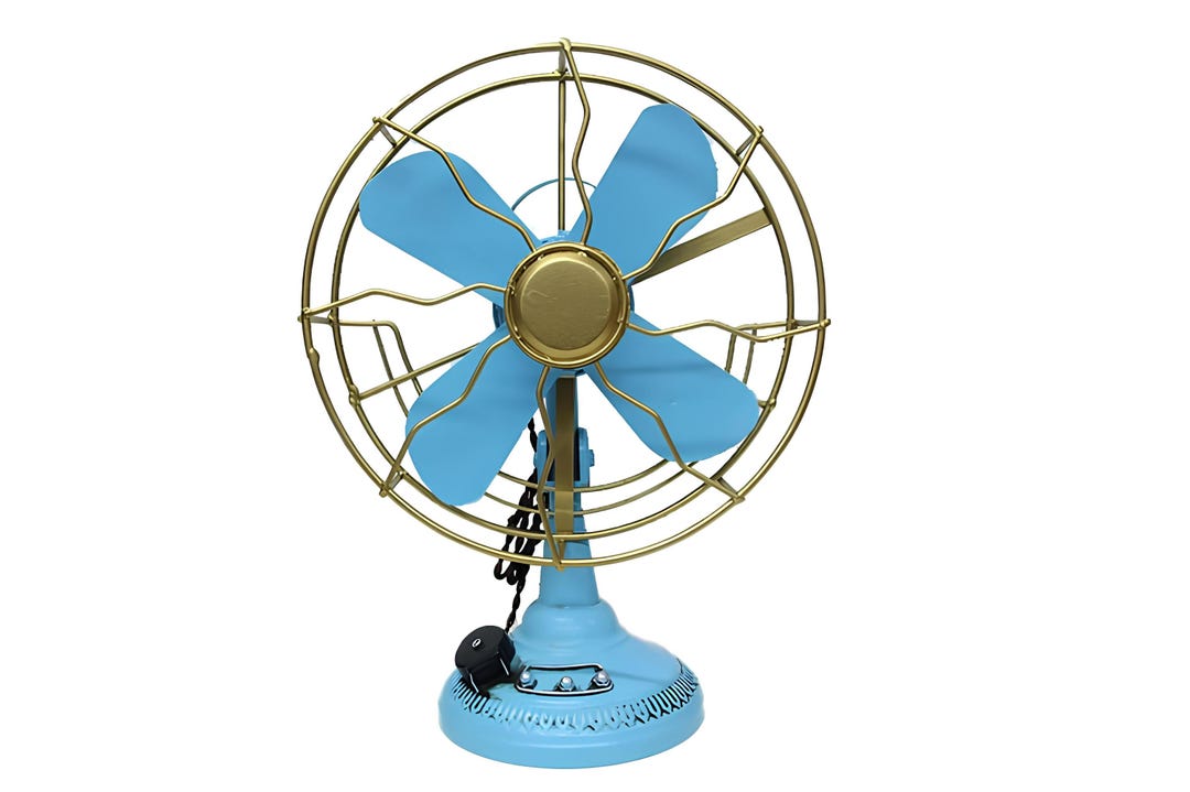 Vintage Hand-painted Metal Fan Decorative Object Rustic Retro Style ...