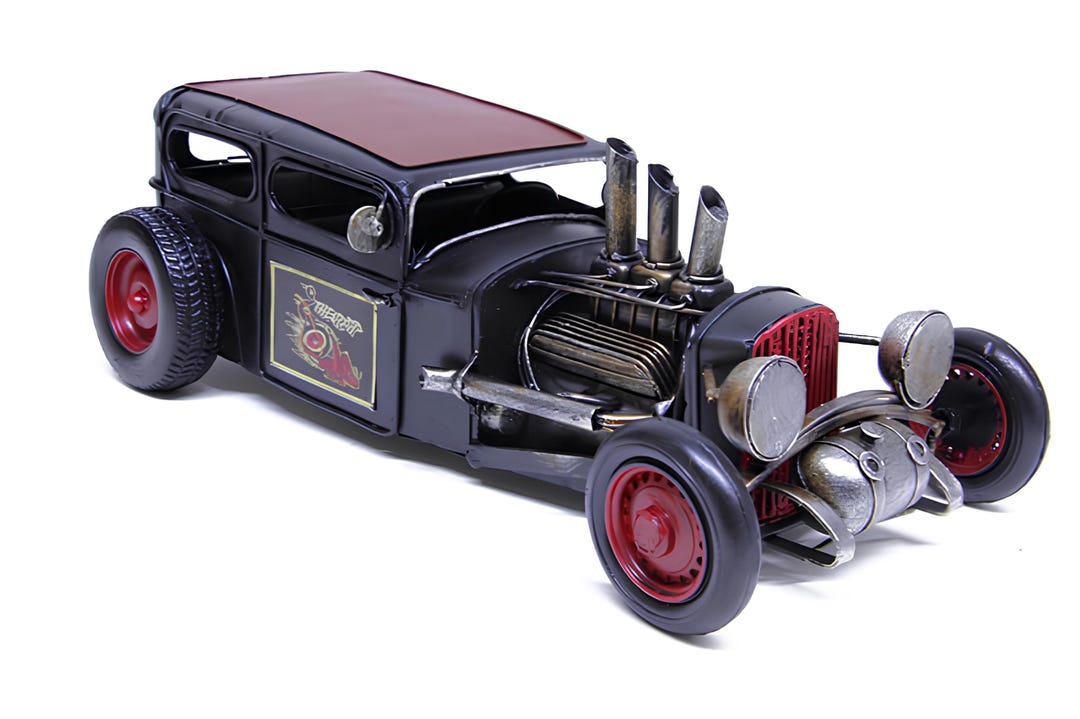Handmade Vintage Hot Rod Metal Car - 11.8" Distressed Finish ...