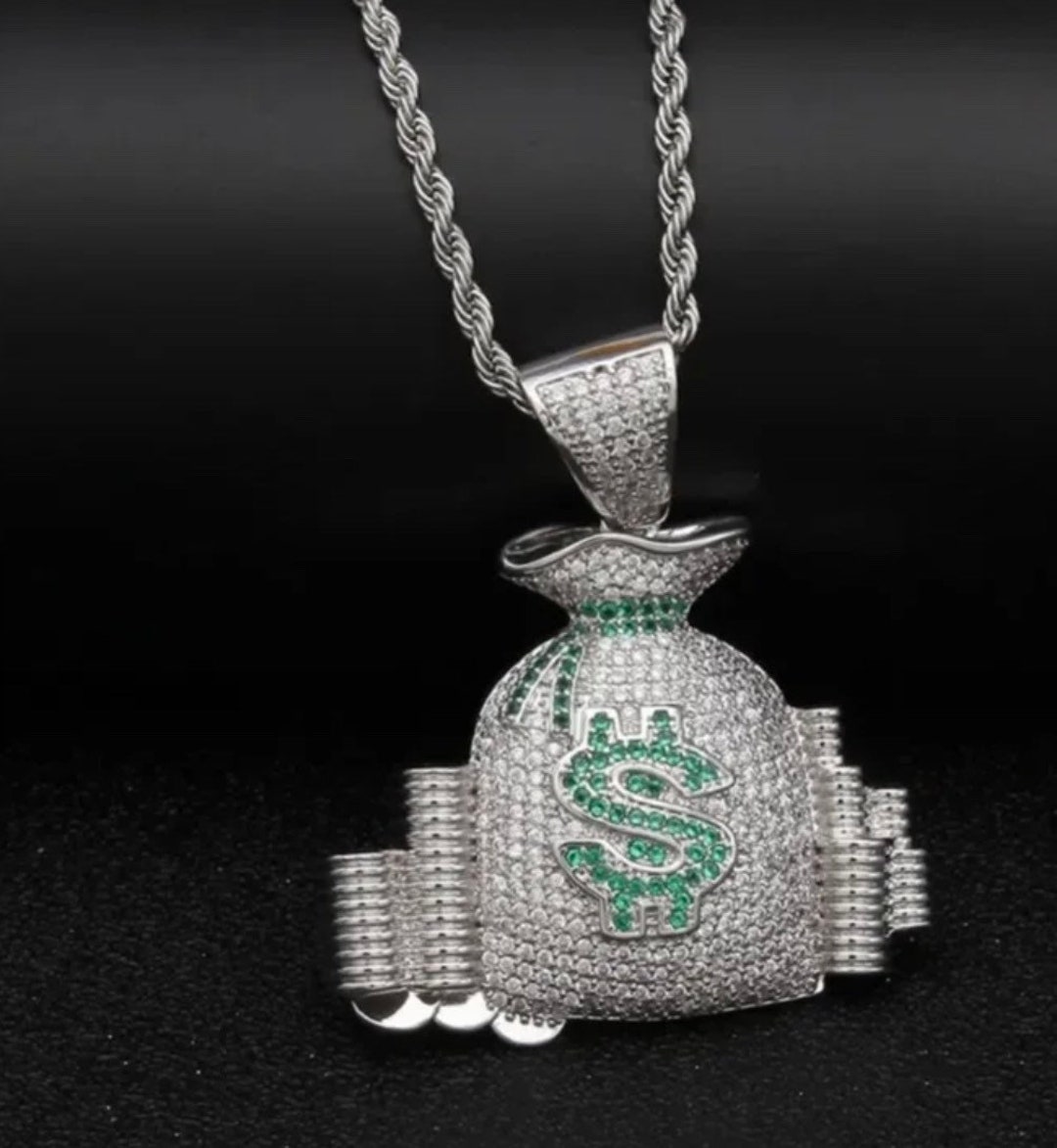 Silver Money Bag Necklace - Etsy