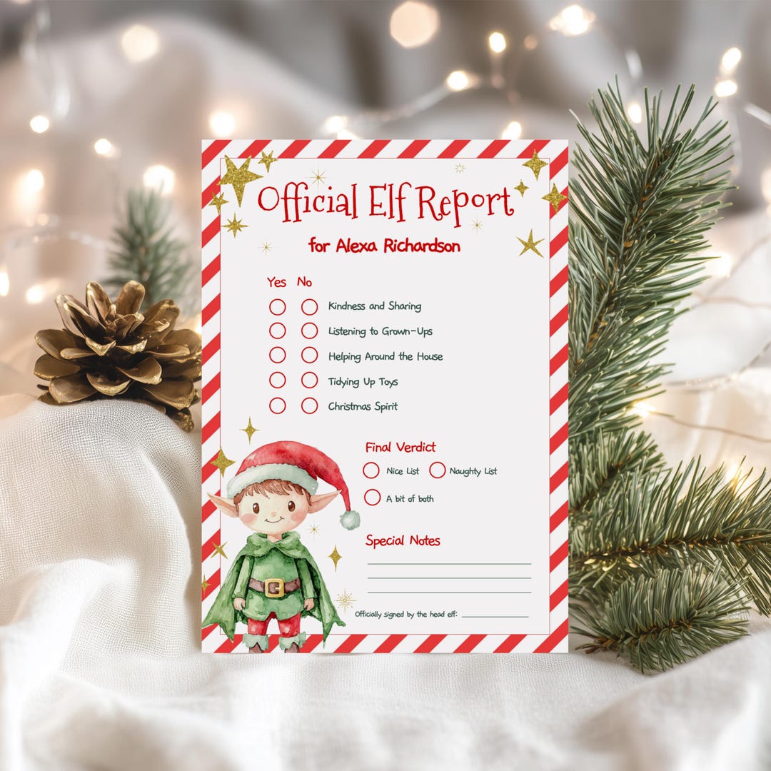 Editable Elf Report Card Template, Printable Naughty or Nice Report ...