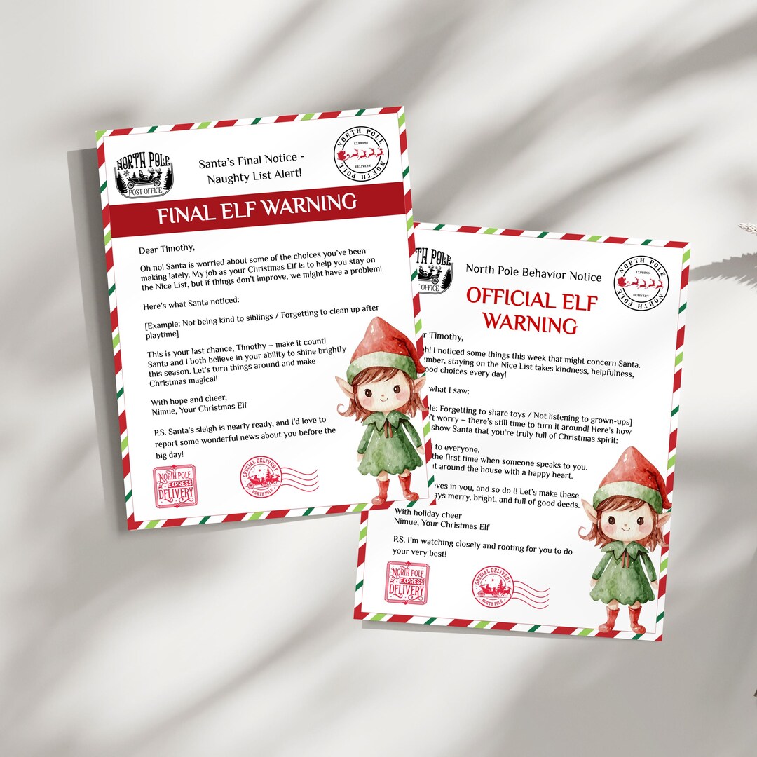 Elf Warning Letter Editable, Naughty List Letter, Elf Behavior Report ...