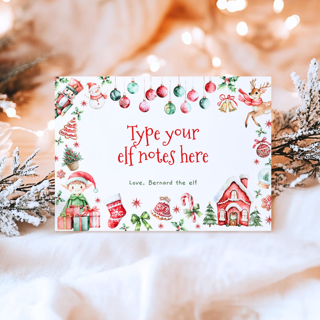 Editable Elf Note Cards, Printable Elf Note Template, Personalized ...