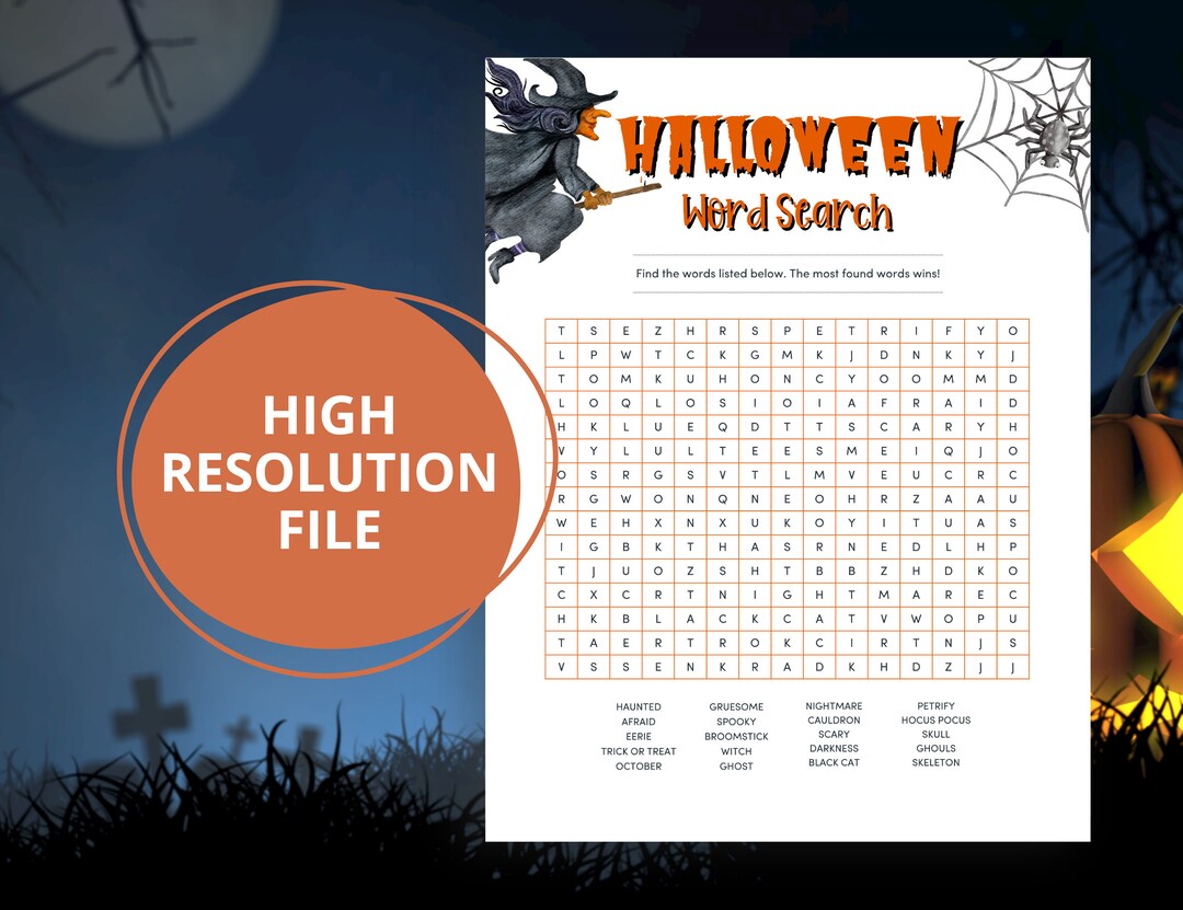 Halloween Word Search Printable Game Halloween Party Games - Etsy