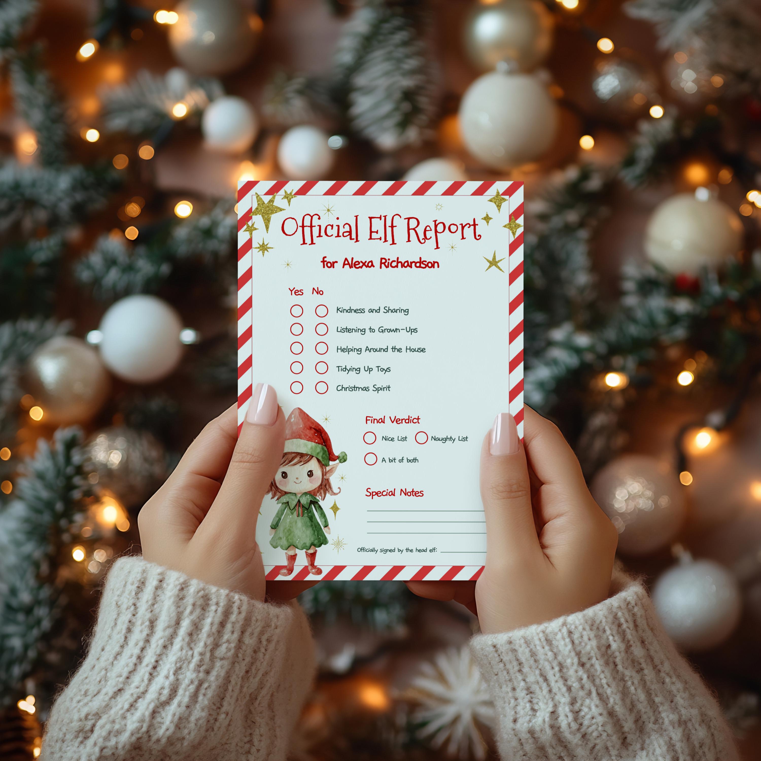 Editable Elf Report Card Printable, Official Christmas Girl Elf Report ...
