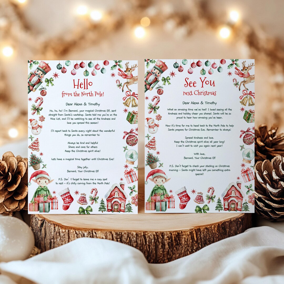 Editable Elf Arrival & Goodbye Letter Set, Elf Welcome Return Letter ...