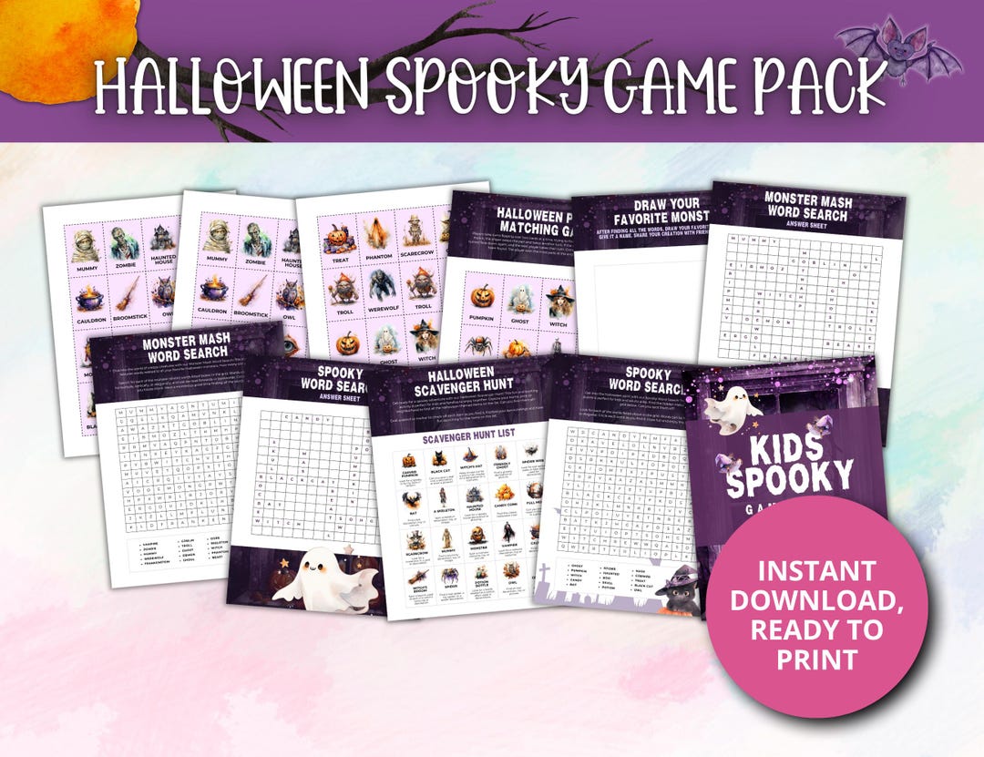 Kids Halloween Games Pack, Halloween Printable Games, Halloween ...