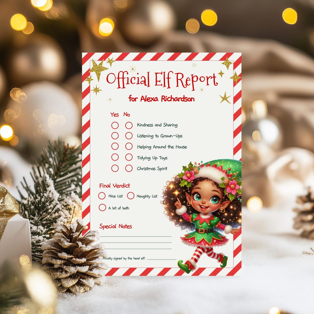 Editable Elf Report Card, North Pole Official Elf Report, Printable ...