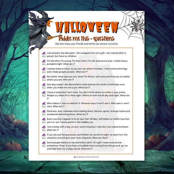 Riddle Me This Halloween - Etsy