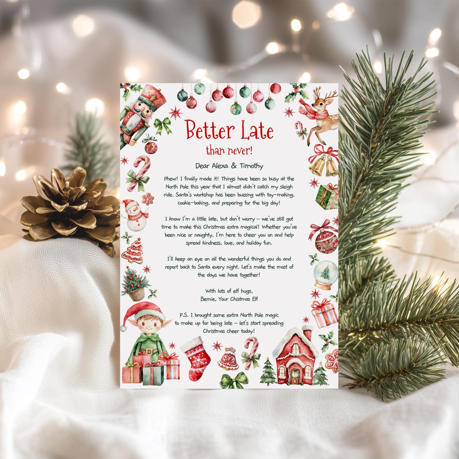Editable Elf Late Arrival Letter, Elf Sorry I’m Late Note, Last-minute ...